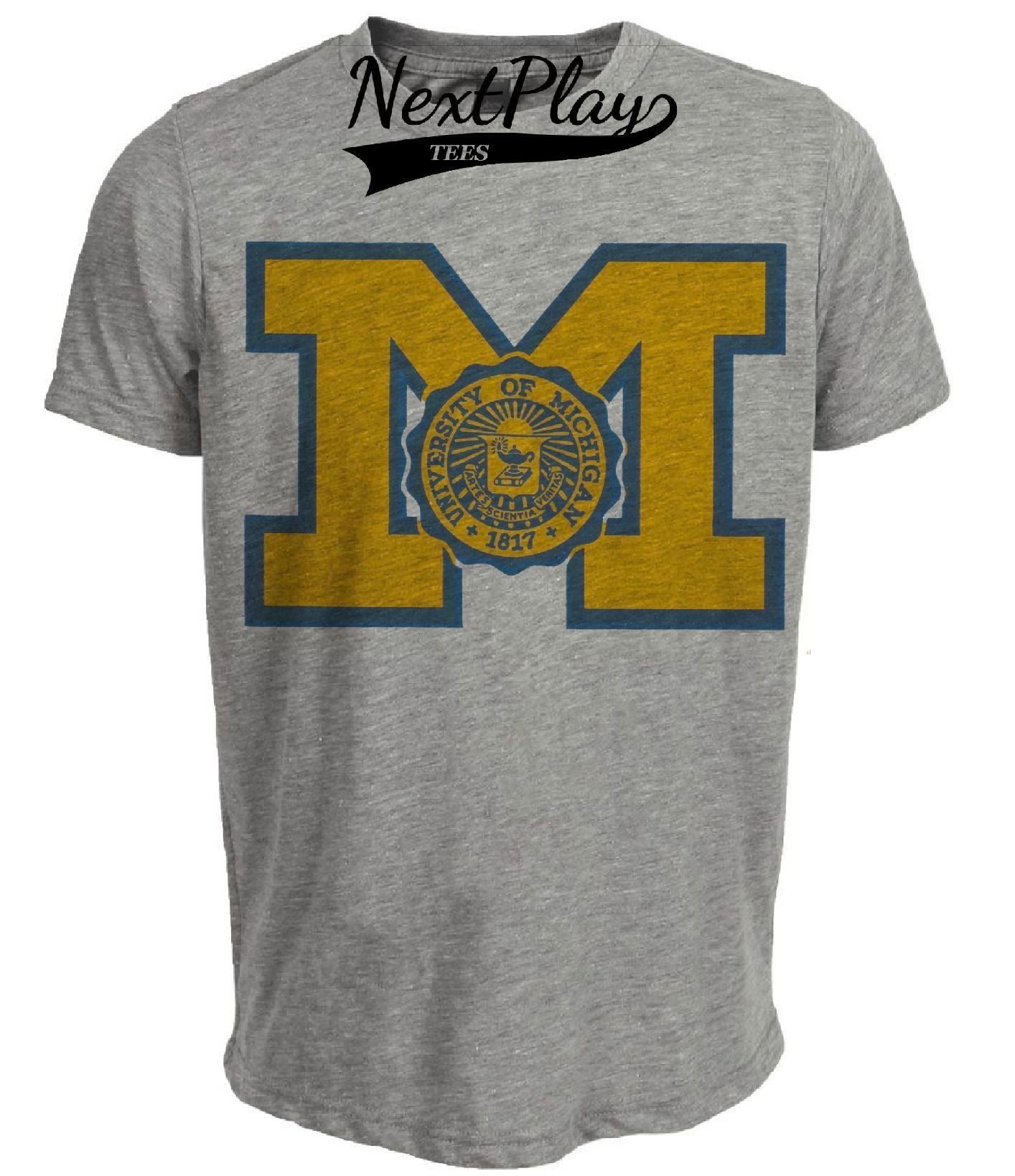 Michigan Wolverines Retro 1951 Artwork Heather Gray Sublimated T-Shirt ...