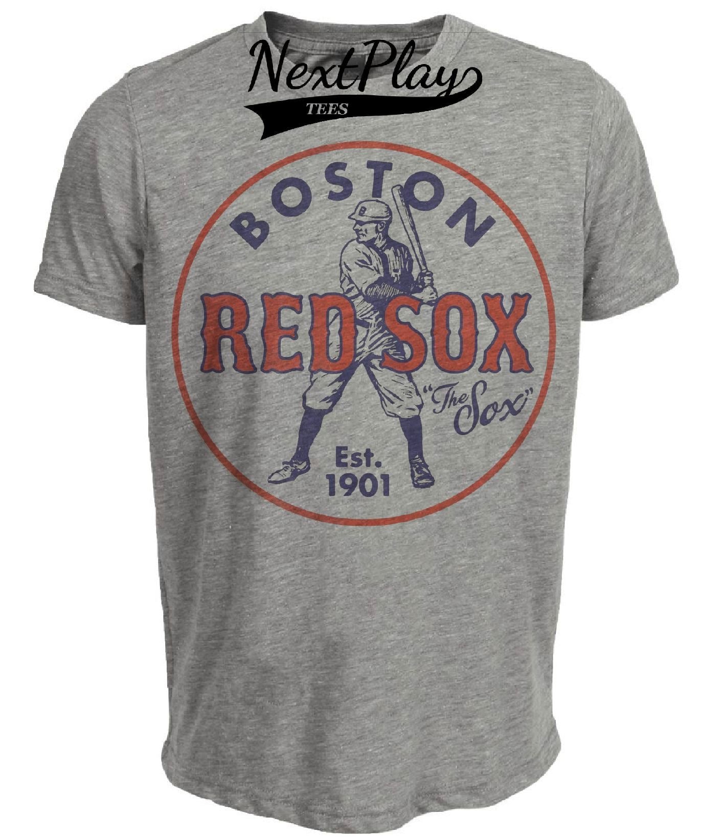 Boston Red Sox Vintage Baseball 1901 Artwork Heather Gray Sublimated T ...