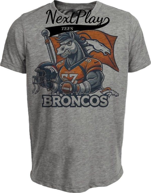 Denver Broncos Exclusive Retro Football Flag Artwork Heather Gray ...