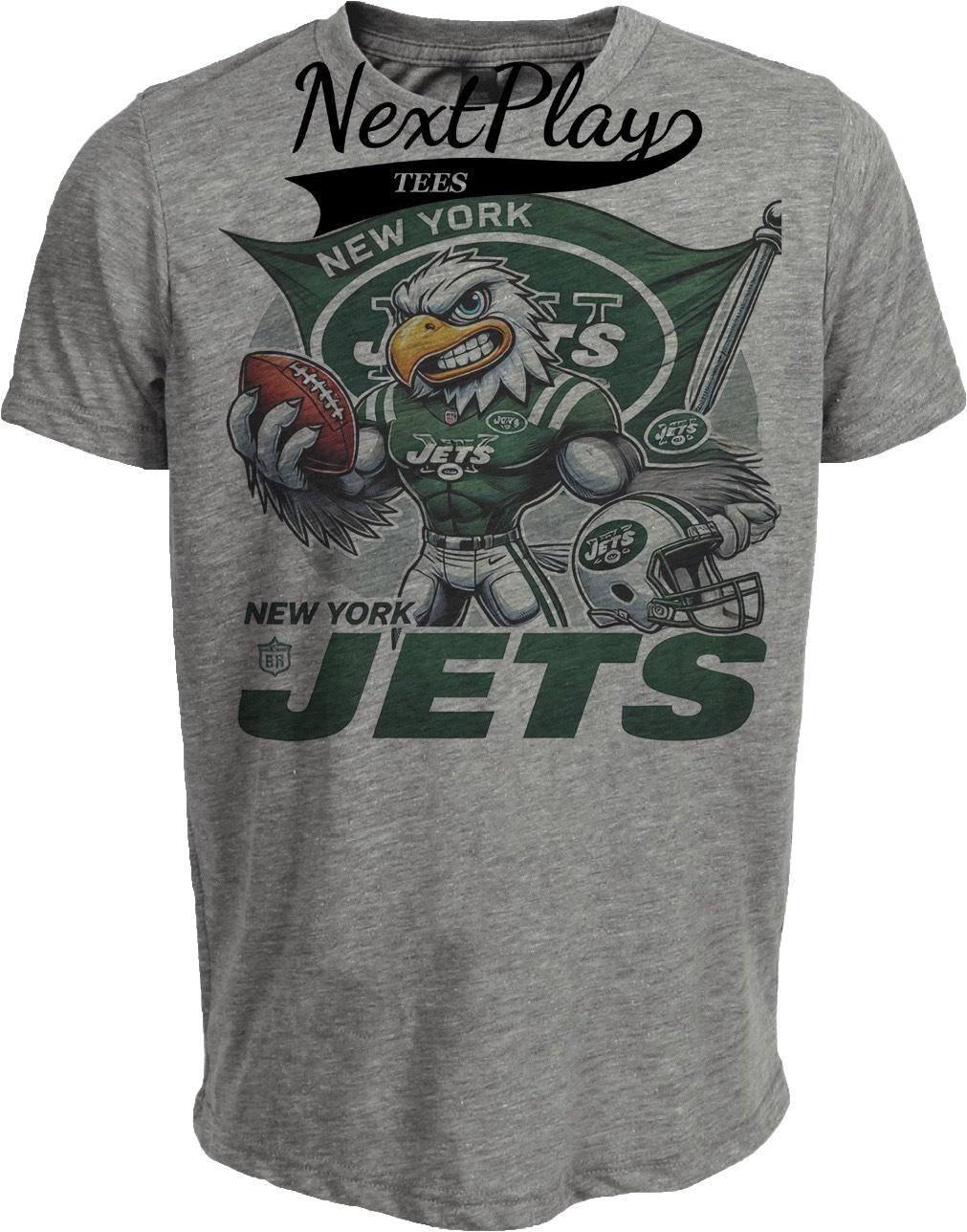 New York Jets Exclusive Retro Football Flag Artwork Heather Gray ...