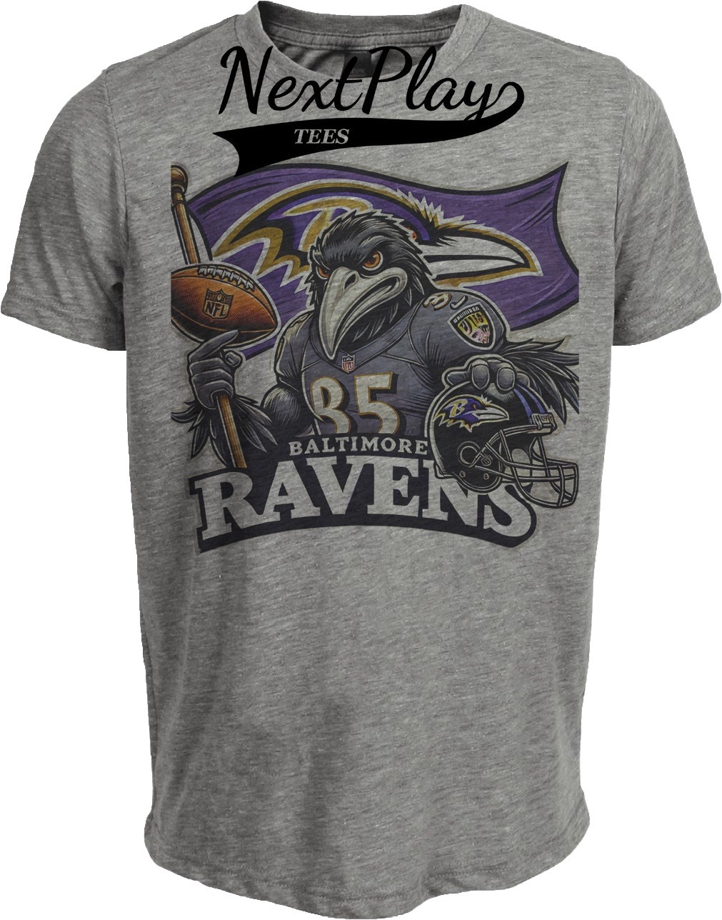 Baltimore Ravens Exclusive Retro Football Flag Artwork Heather Gray ...