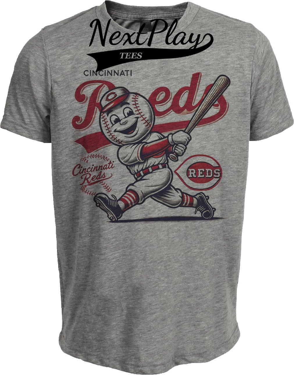 Cincinnati Reds Exclusive Retro Baseball Artwork Heather Gray ...