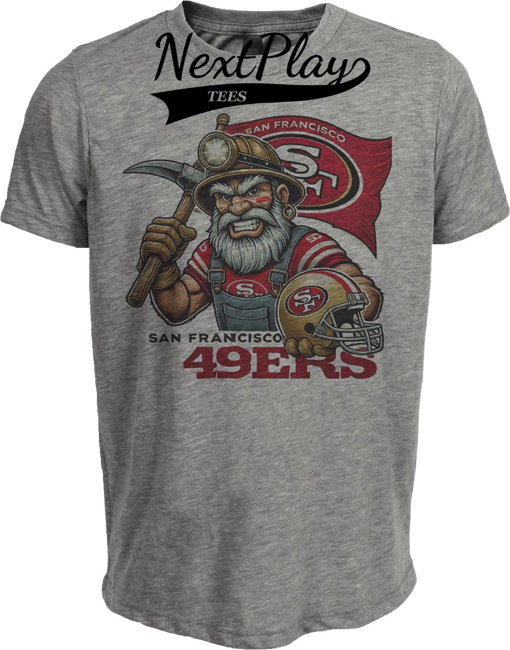 San Francisco 49ers Exclusive Retro Football Flag Artwork Heather Gray ...