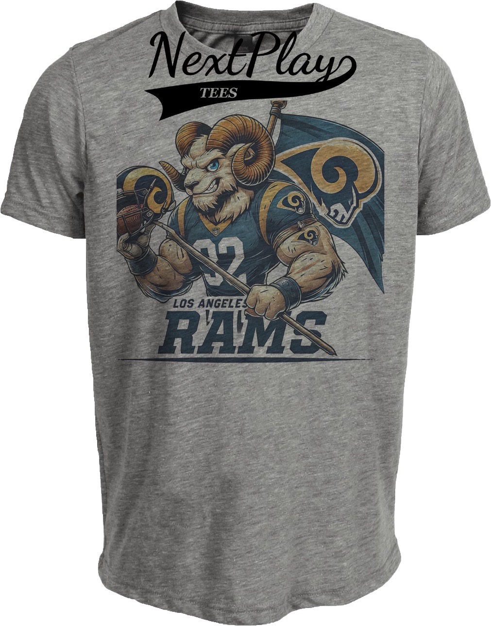 Los Angeles Rams Exclusive Retro Football Flag Artwork Heather Gray ...