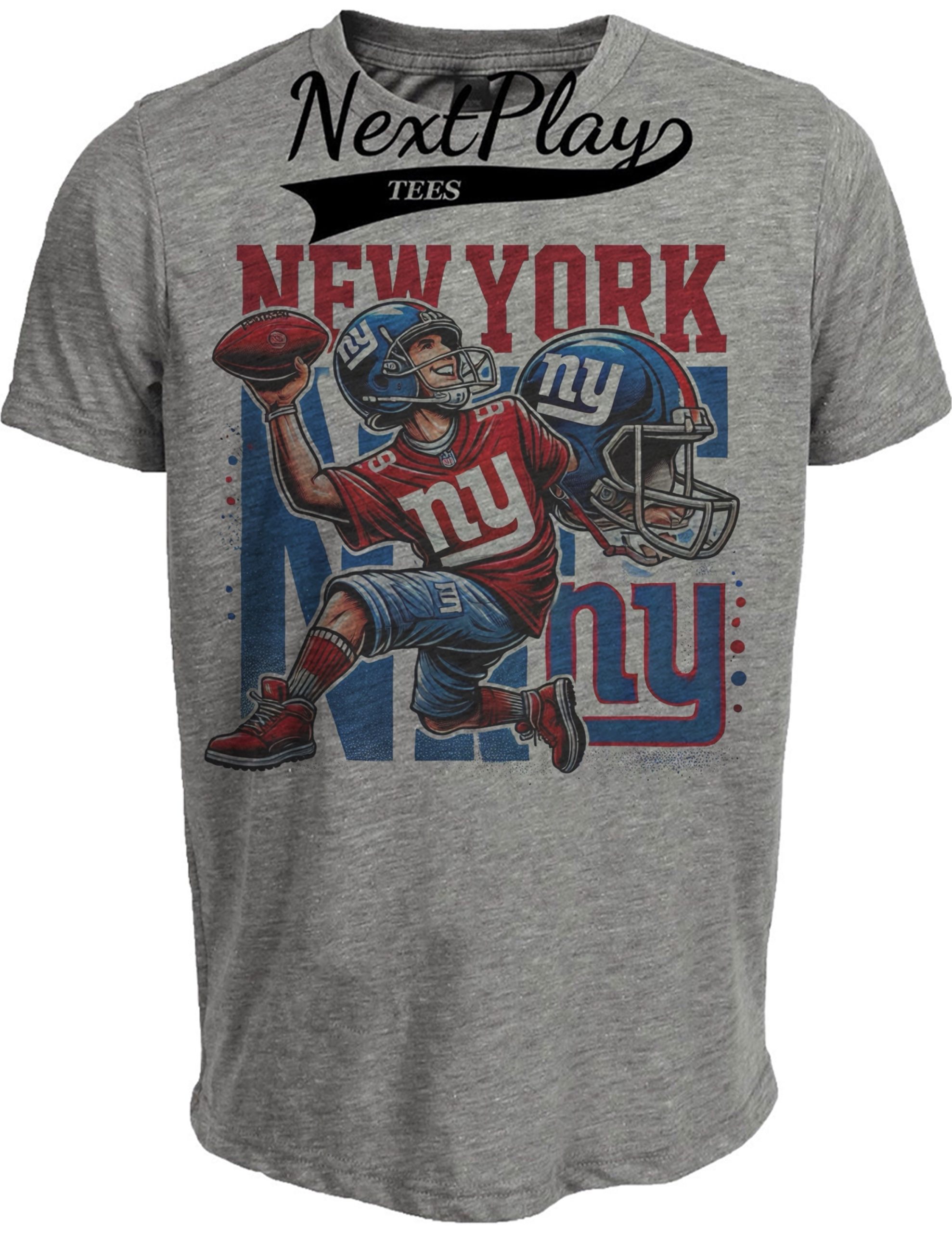 New York Giants Exclusive Retro Football QB Artwork Heather Gray ...