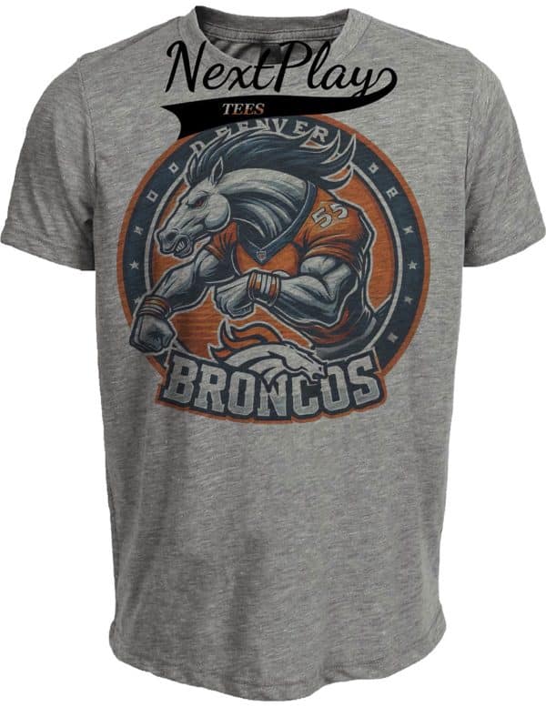 Denver Broncos Exclusive Retro Football Circle Artwork Heather Gray ...
