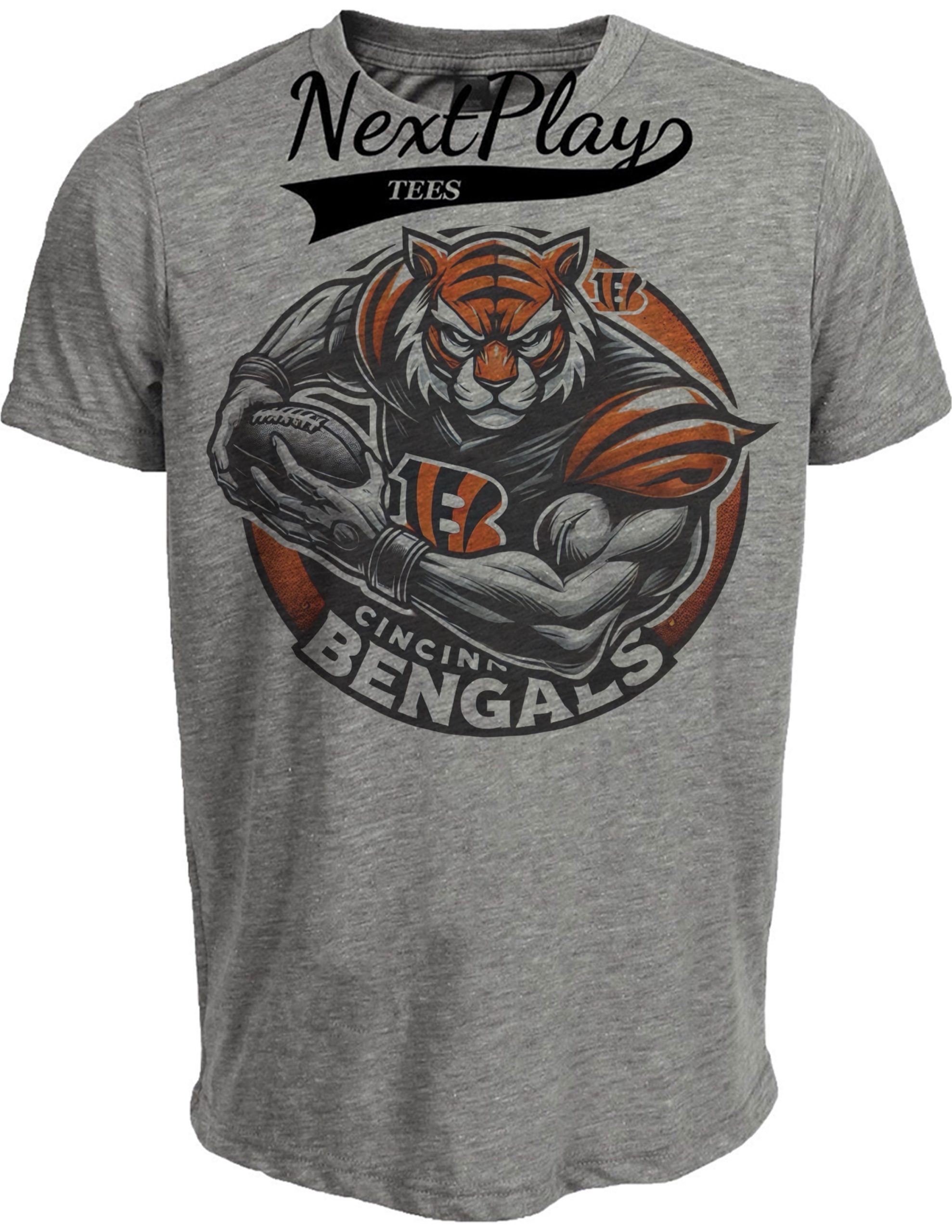 Cincinnati Bengals Exclusive Retro Football Circle Artwork Heather Gray ...