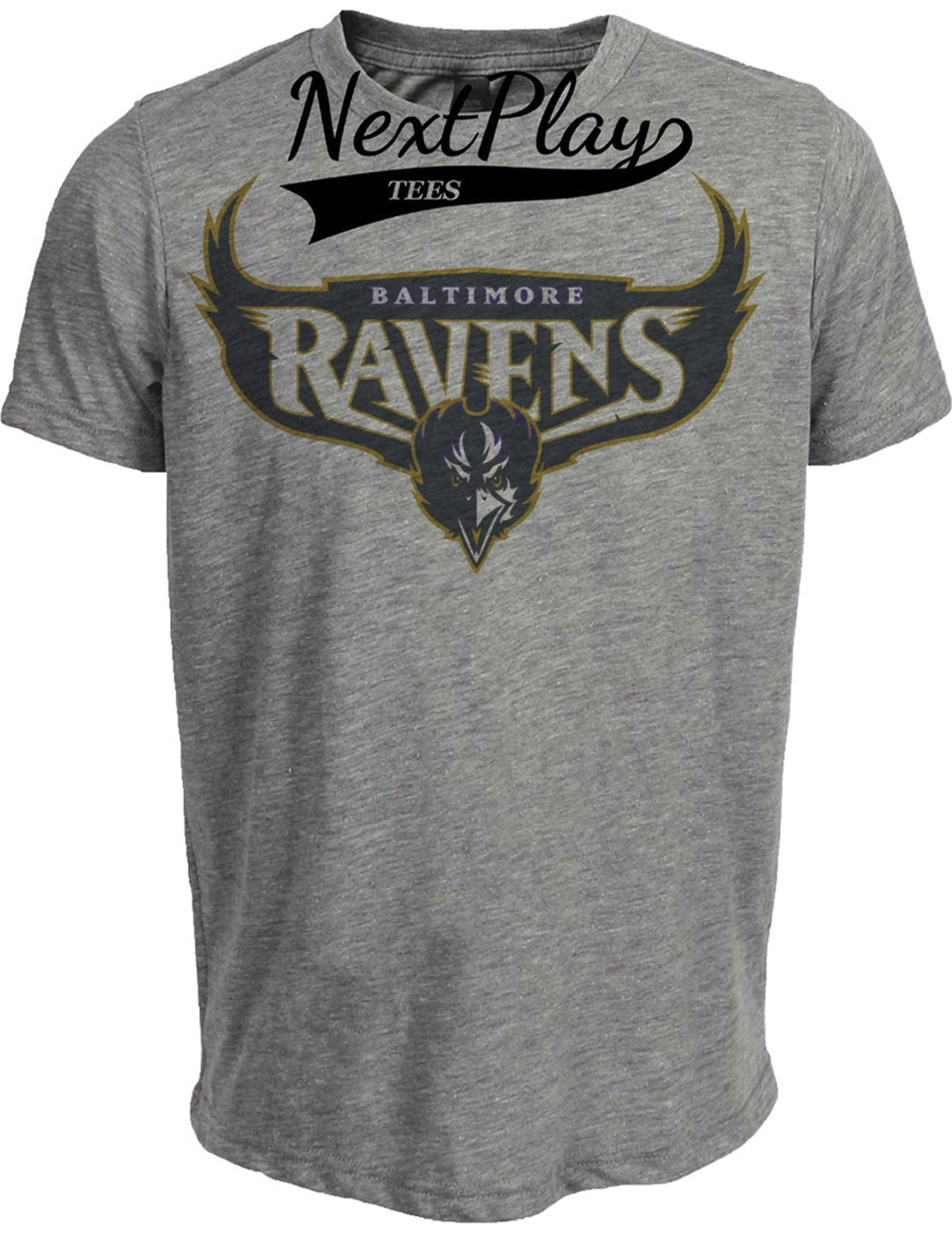 Baltimore Ravens Retro Football 1997 Artwork Heather Gray Sublimated T ...