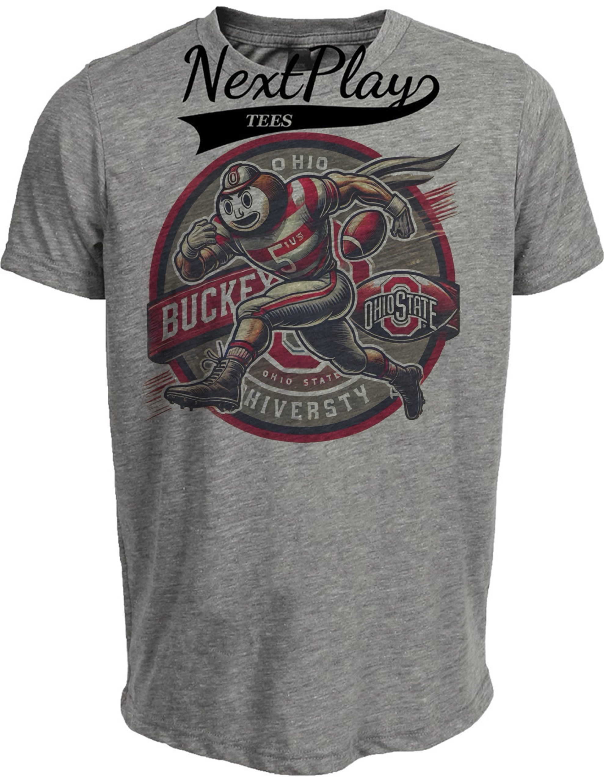 Ohio State Buckeyes Exclusive Retro Football Throwback Artwork Heather ...