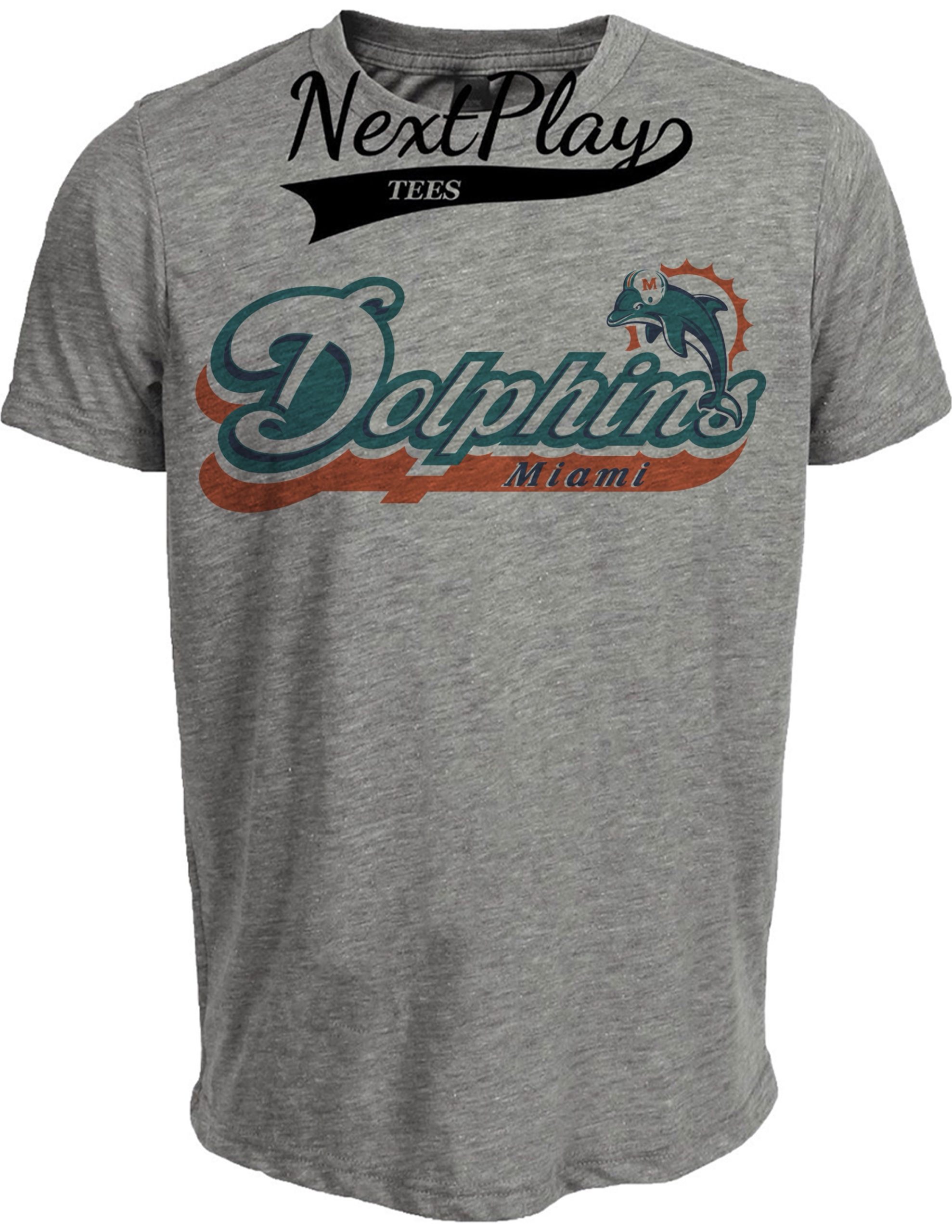 Miami Dolphins Retro Football 1999 Artwork Heather Gray Sublimated T ...