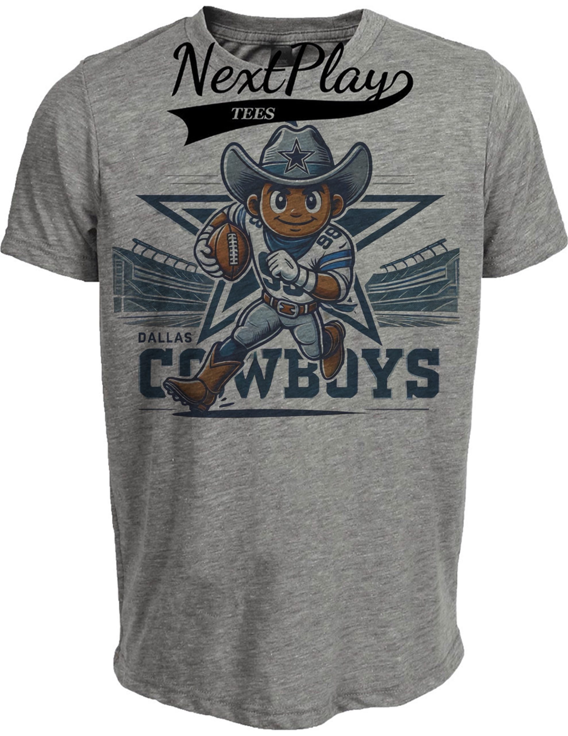 Dallas Cowboys Exclusive Retro Football Rowdy Throwback Artwork Heather ...