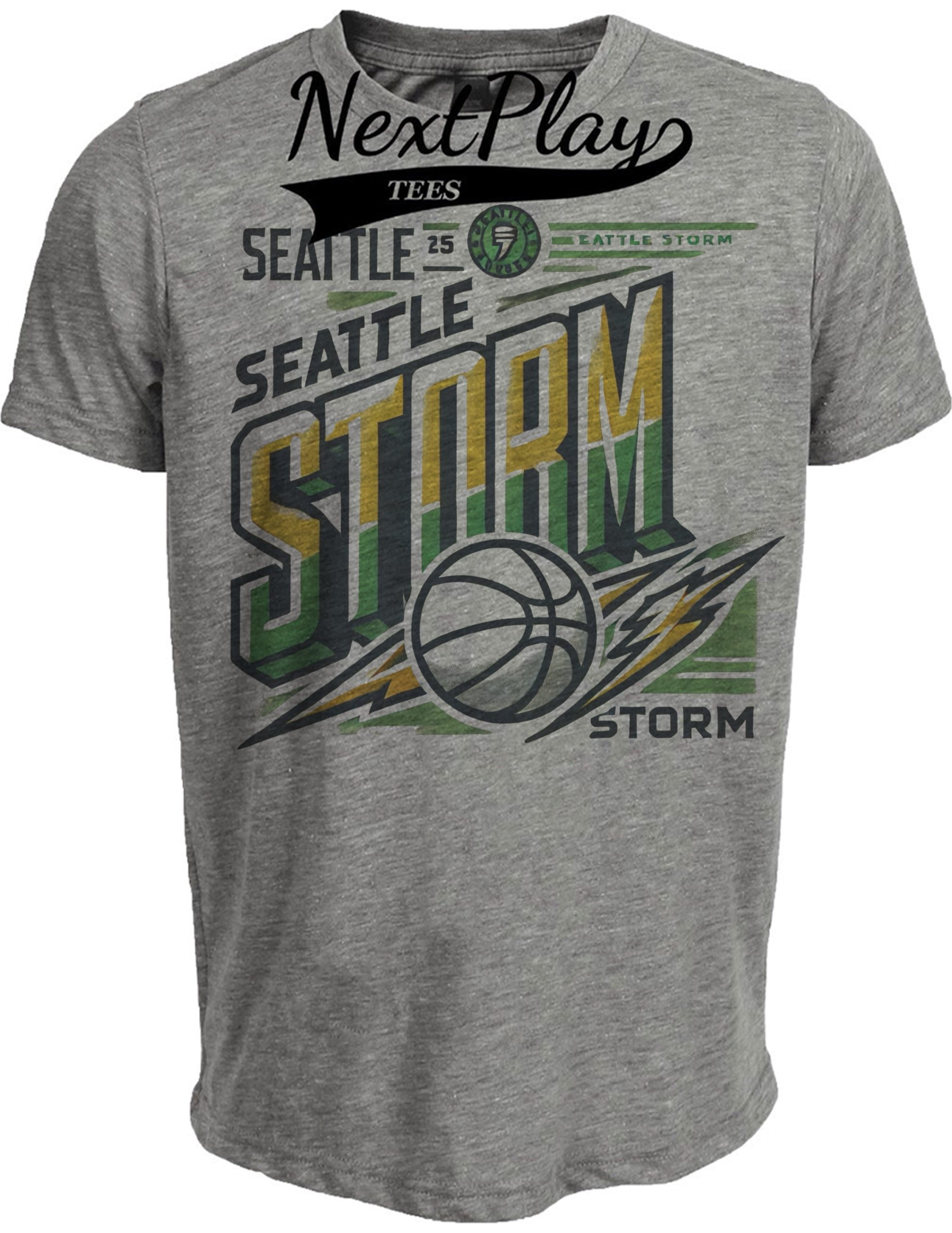 Seattle Storm Exclusive Retro Basketball Playoff Artwork Heather Gray ...