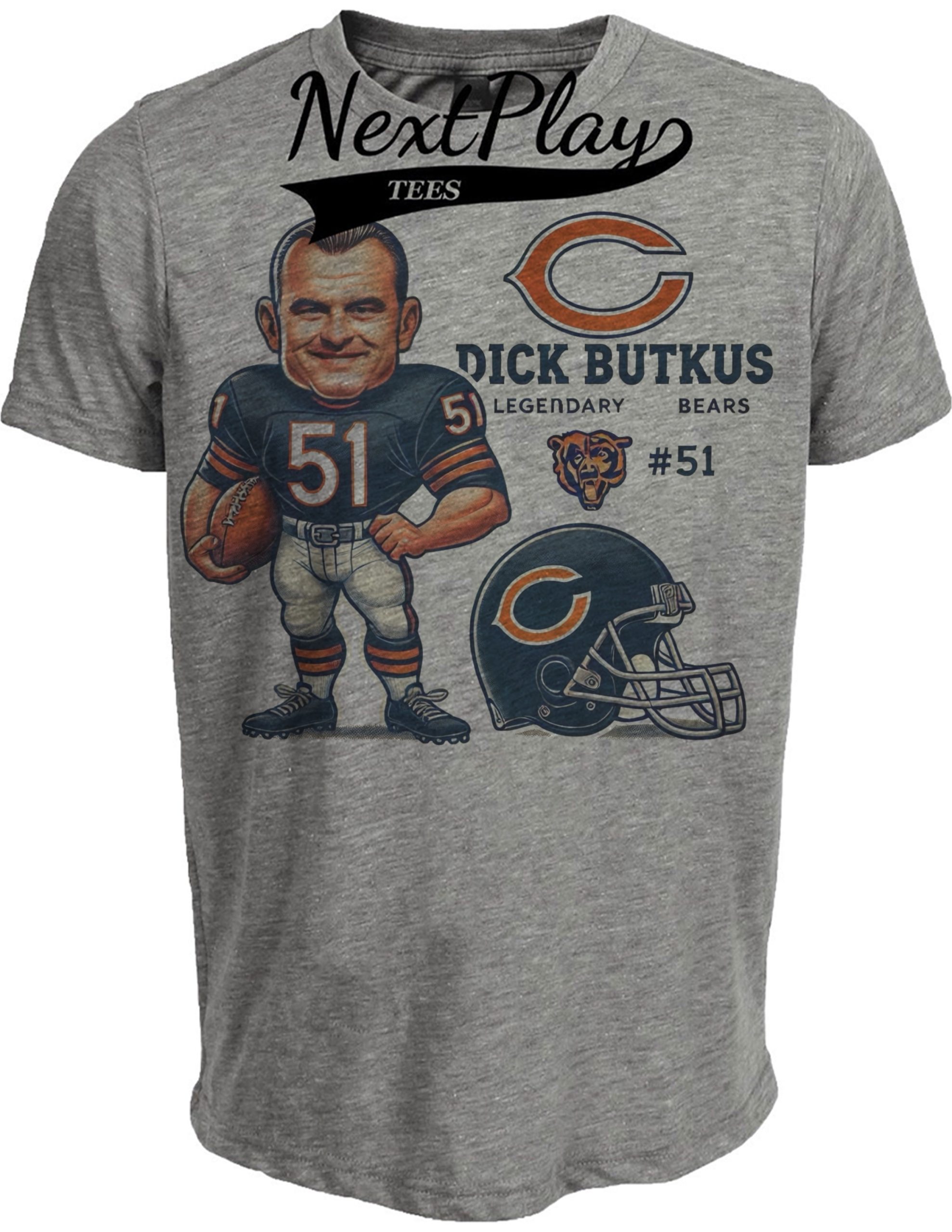 Chicago Bears Dick Butkus Exclusive Retro Football 1968 Artwork Heather ...