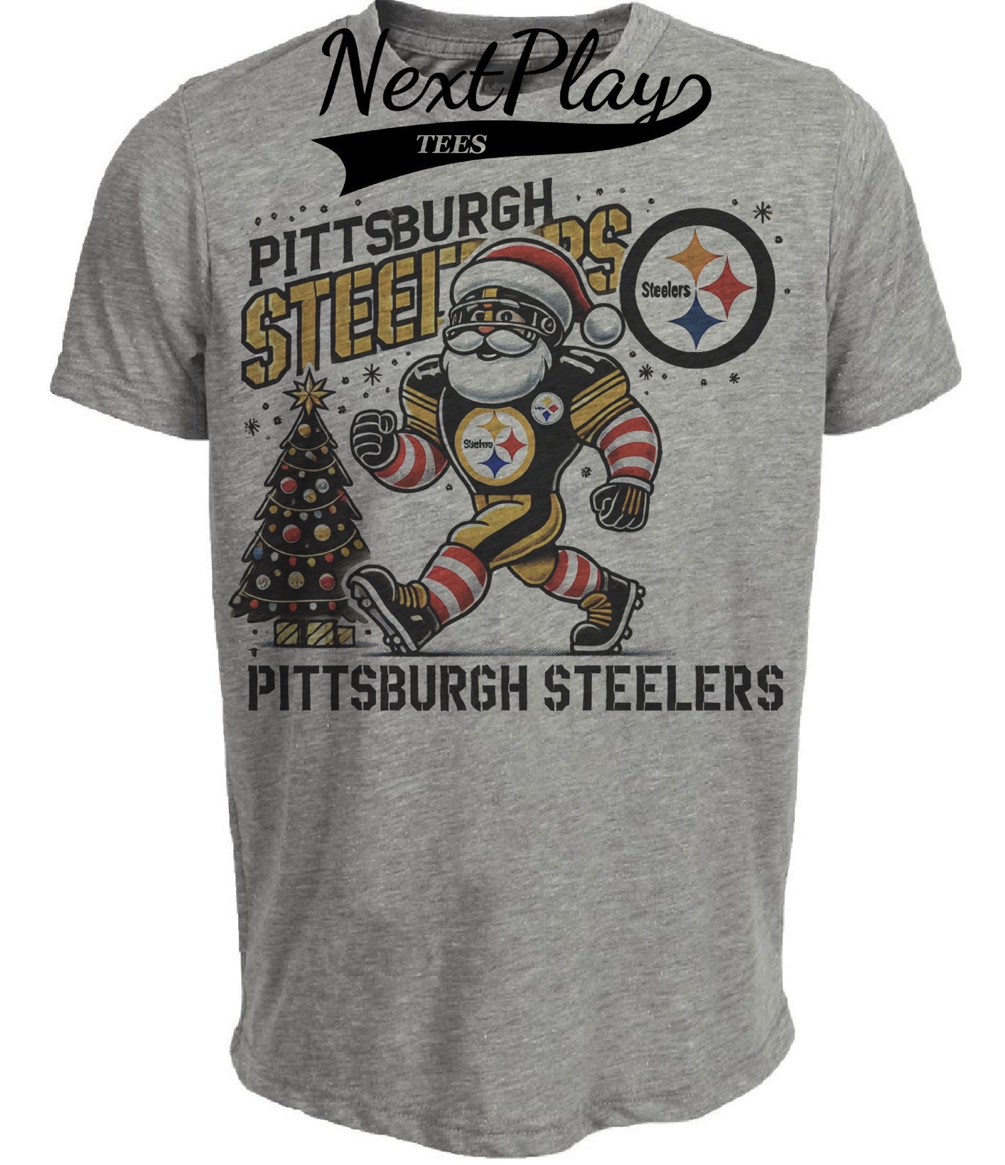 Pittsburgh Steelers Holiday Exclusive Retro Football Artwork Heather ...