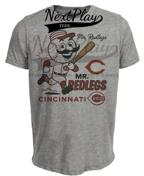 Cincinnati Reds Mr. Redlegs Mascot Retro Baseball Artwork Heather Gray ...